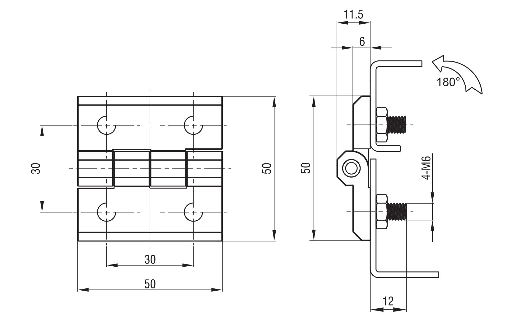 Screw-on Hinge 2101-50X Series 50x50